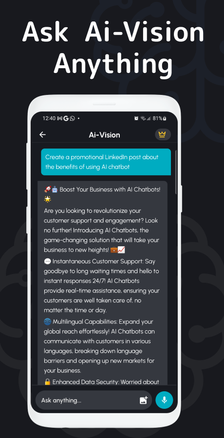 AiVision Powered By Chat GPT-4o/gpt-4o-mini , Image Input, AI Chat, Complete Android App by dev2023